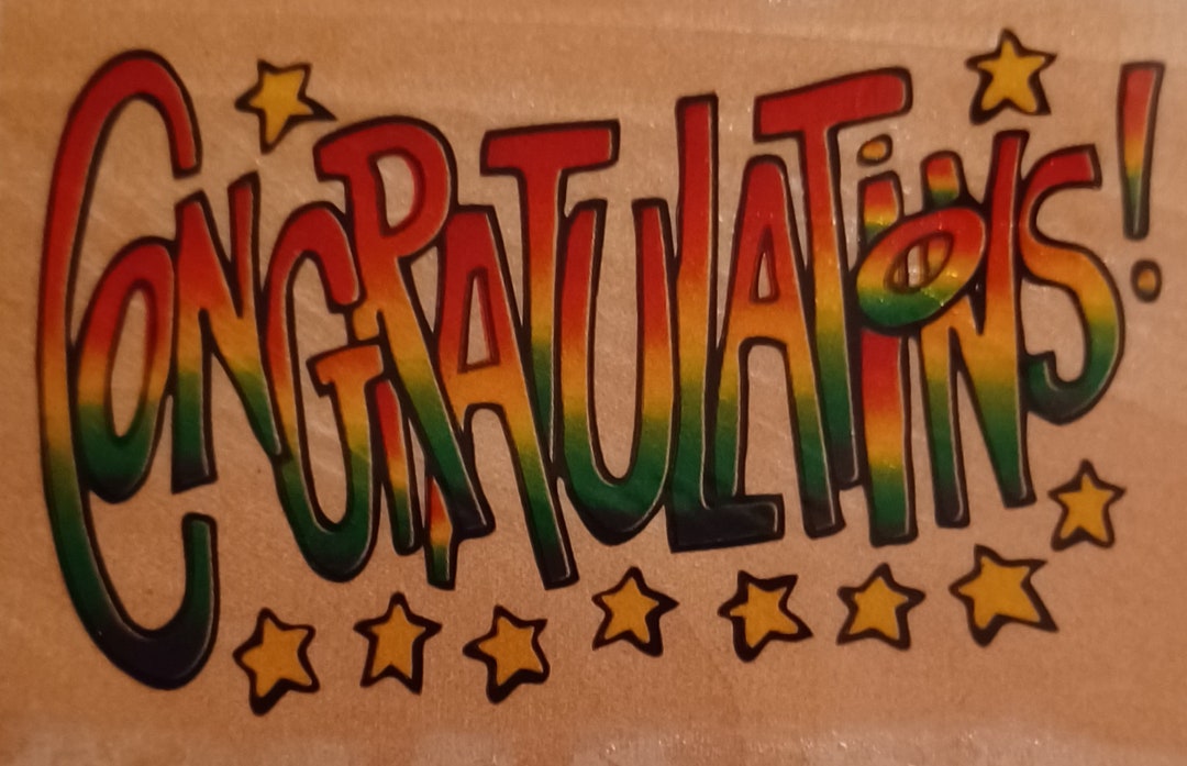 Congratulations With Stars Quote Wood Mounted Rubber Stamp by Westwater ...