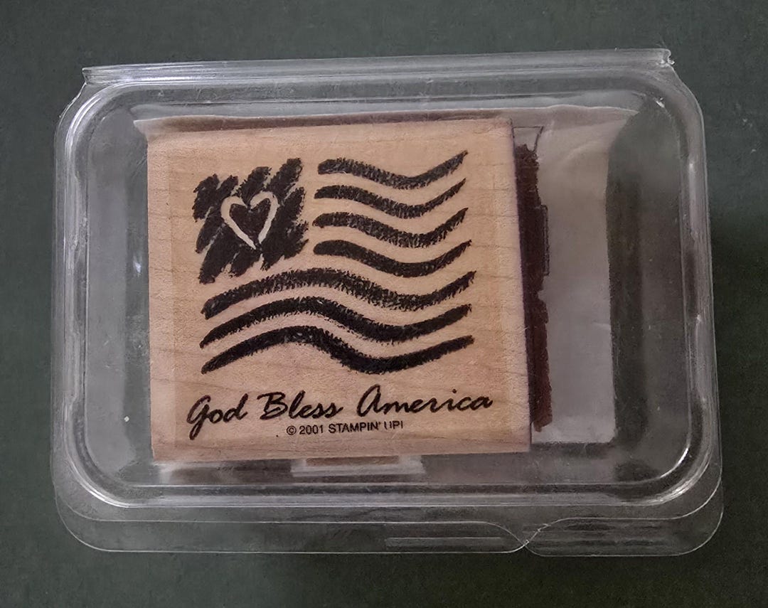God Bless America Flag Patriotic Wood Mounted Rubber Stamp by Stampin ...