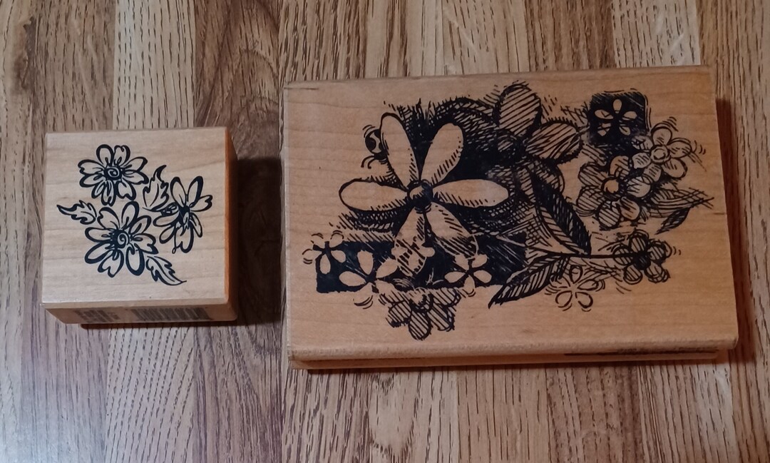 2 Daisy Floral Garden Wood Mounted Rubber Stamps PSX E‐3006 and Stampen ...