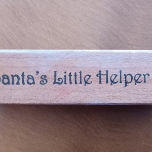 Santa's Little Helper Text Quote Sayings Vintage Wood Mounted Rubber ...