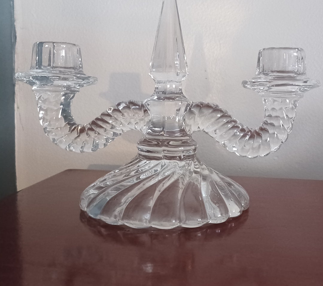 2 Fostoria Colony Swirl Double Candlestick Holder Elegant Mid-century ...