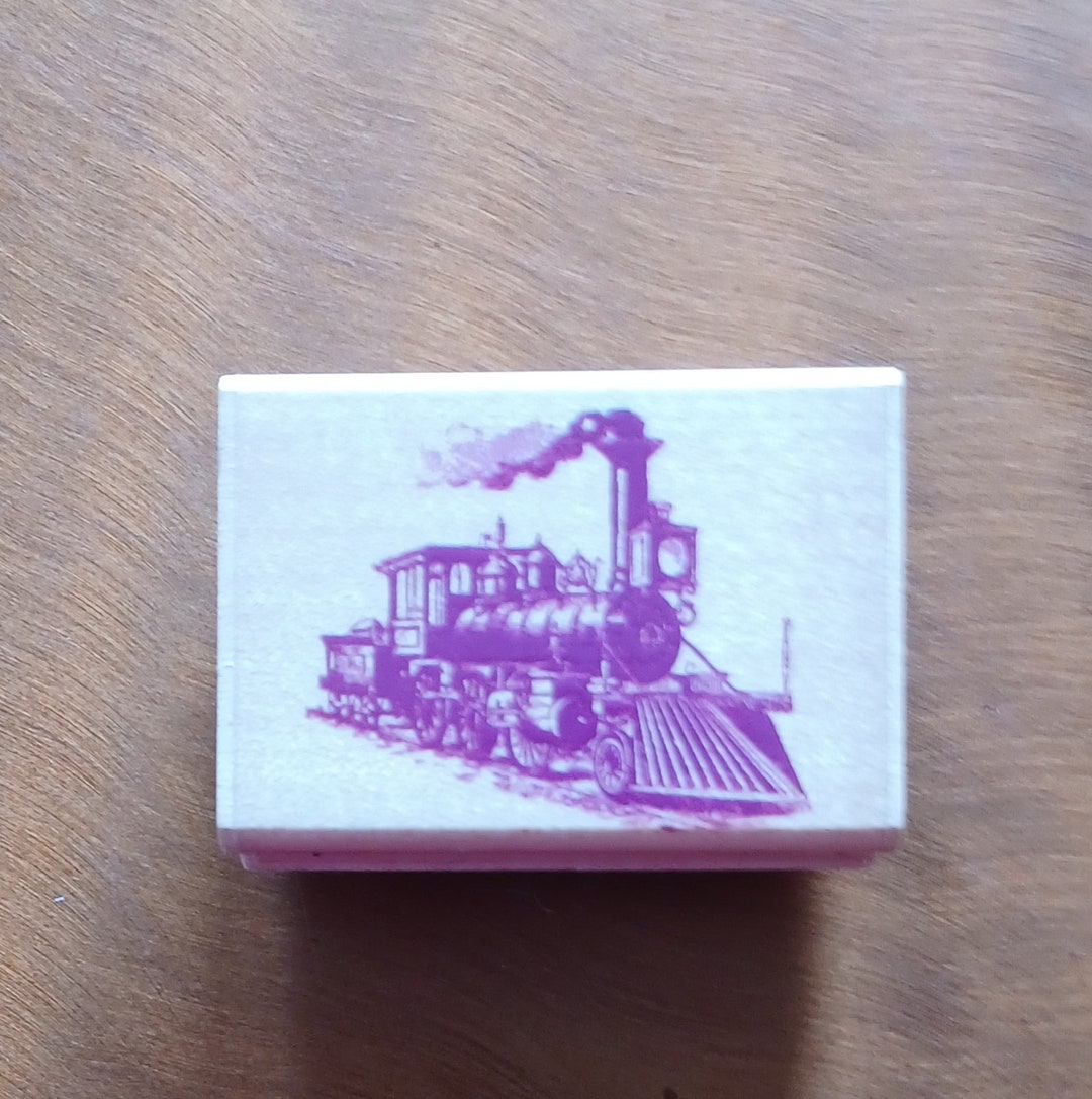 Steam Train Locomotive Railroad Wood Mounted Rubber Stamp by Rubber ...