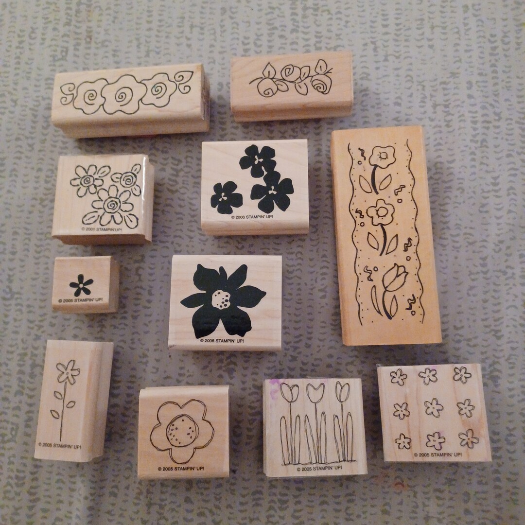 Pocket Full of Posie Floral Flower 11 Wood Mounted Rubber Stamps by ...