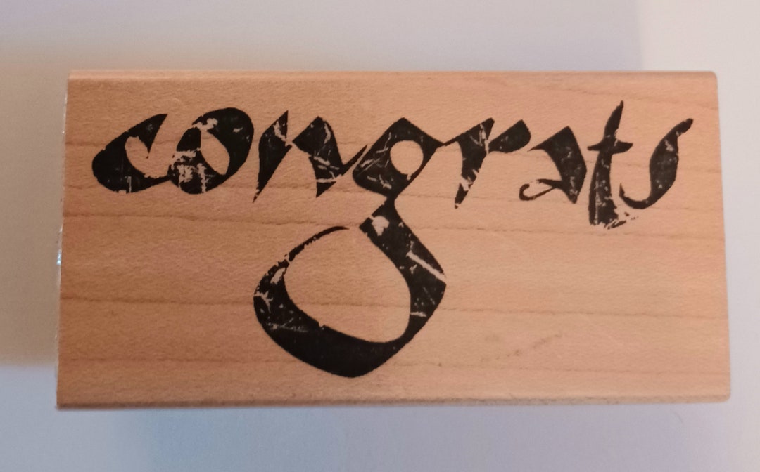 Congrats Large Funky Text Wood Mounted Rubber Stamp by Impression ...