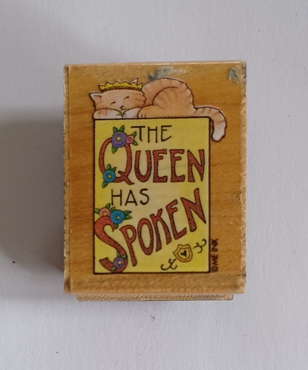 The Queen Has Spoke Mary Engelbreit Cat Kitten Vintage Wood Mounted ...