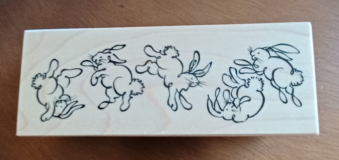 Bunny Rabbits Tumbling Border by PSX G-2313 Wood Mounted Rubber Stamp ...