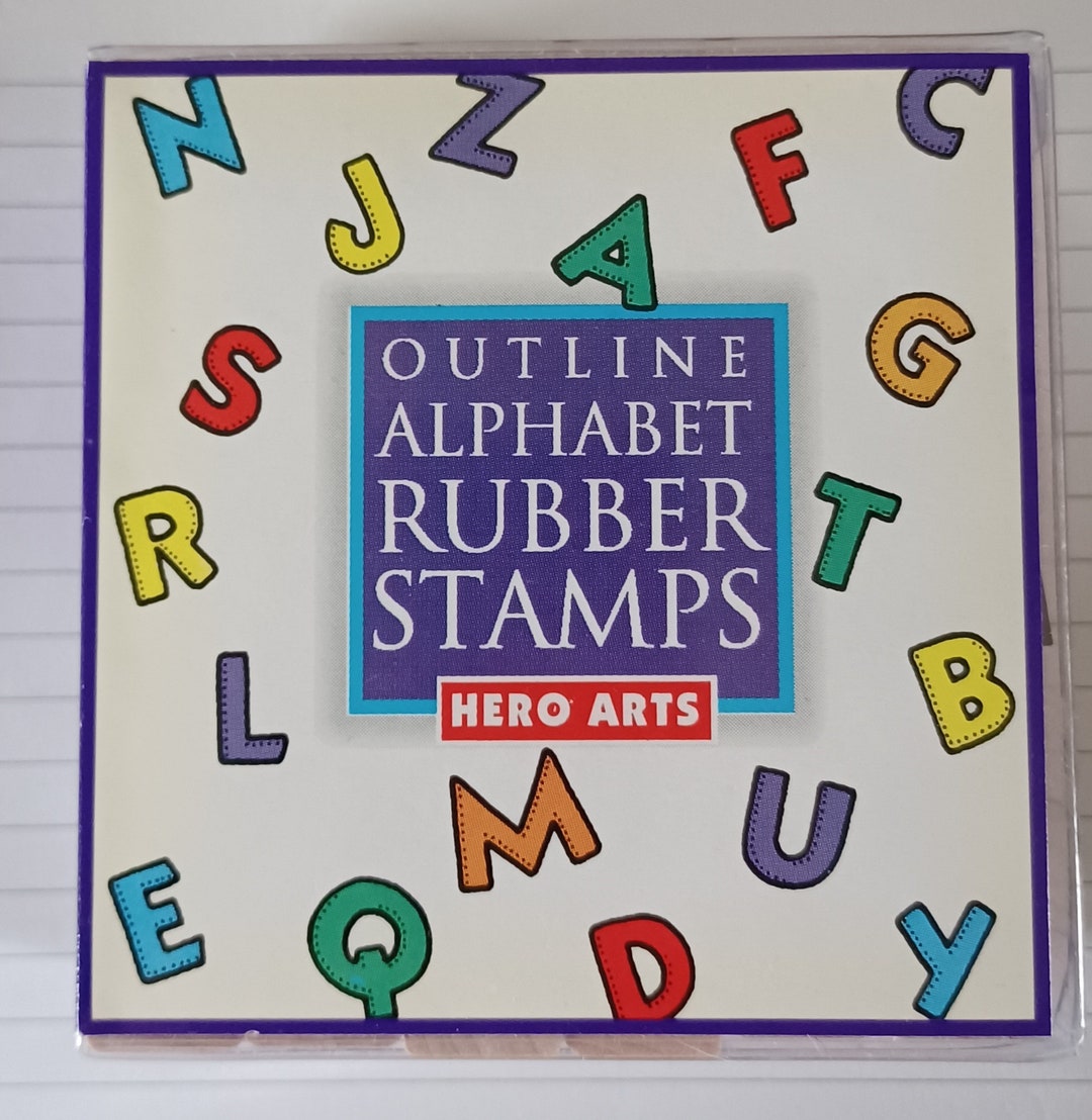 Mini Outline Alphabet Stamps 30 Wood Mounted Rubber Stamp Set by Hero ...