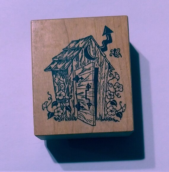 Outhouse humorous PSX F-1165 Wood Mounted Rubber Stamp vintage HTF Rare ...