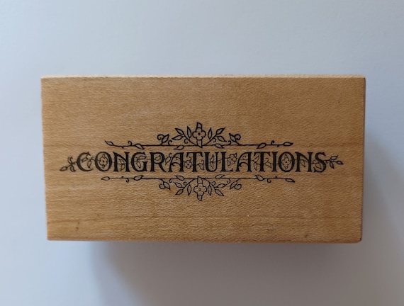 PSX Congratulations Banner Text Wood Mounted Rubber Stamp 1988 - Etsy
