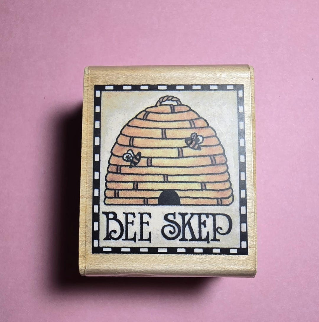 Bee Skep Hive Insect Large Wood Mounted Rubber Stamp by Debbie Mumm ...