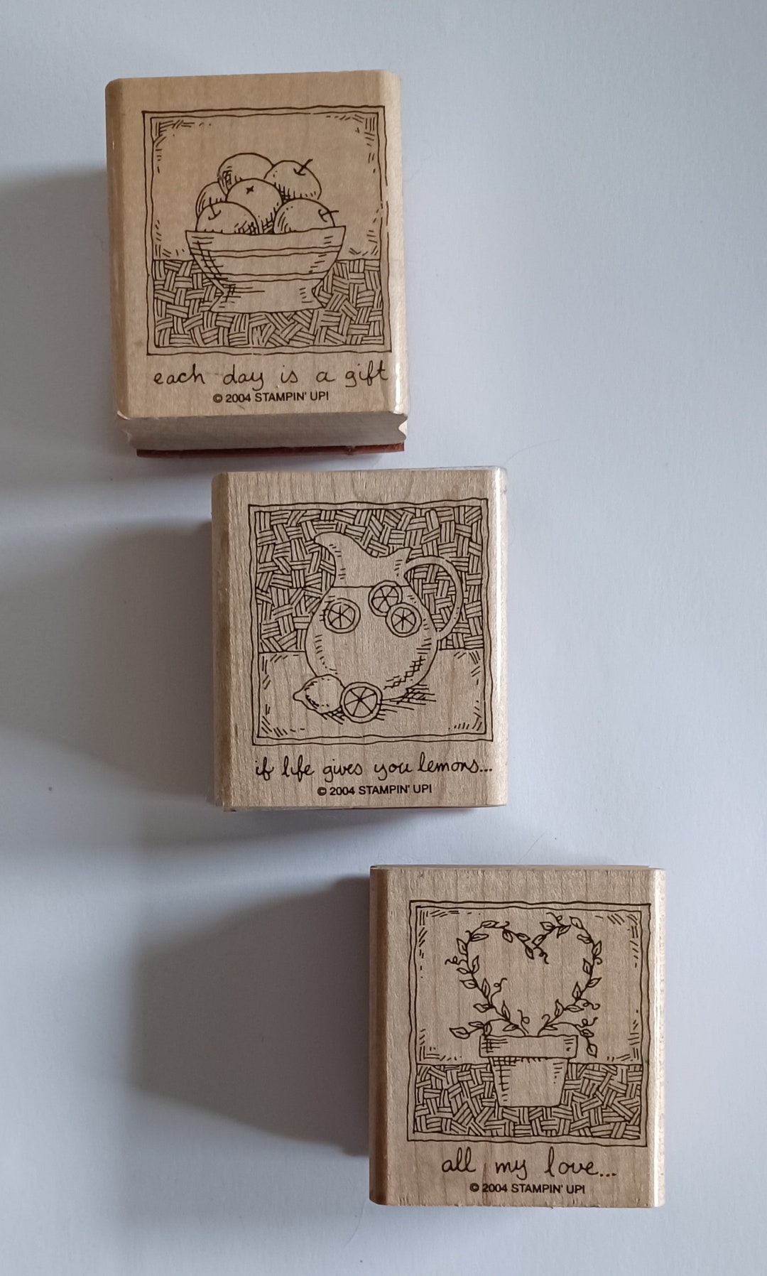 Vintage 3 Wood Mounted Rubber Stamps by Stampin' up 2004 Lot Lemonade ...