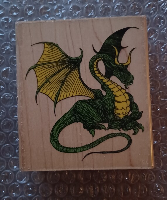Mythical Mystical Flying Dragon Wood Mounted Rubber Stamp by - Etsy