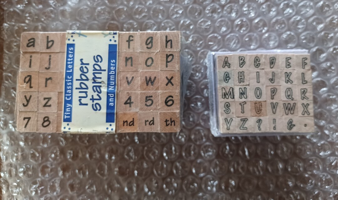 2 Sets of Mini Alphabet Stamps & Jumbo Wood Mounted Rubber Stamp by ...