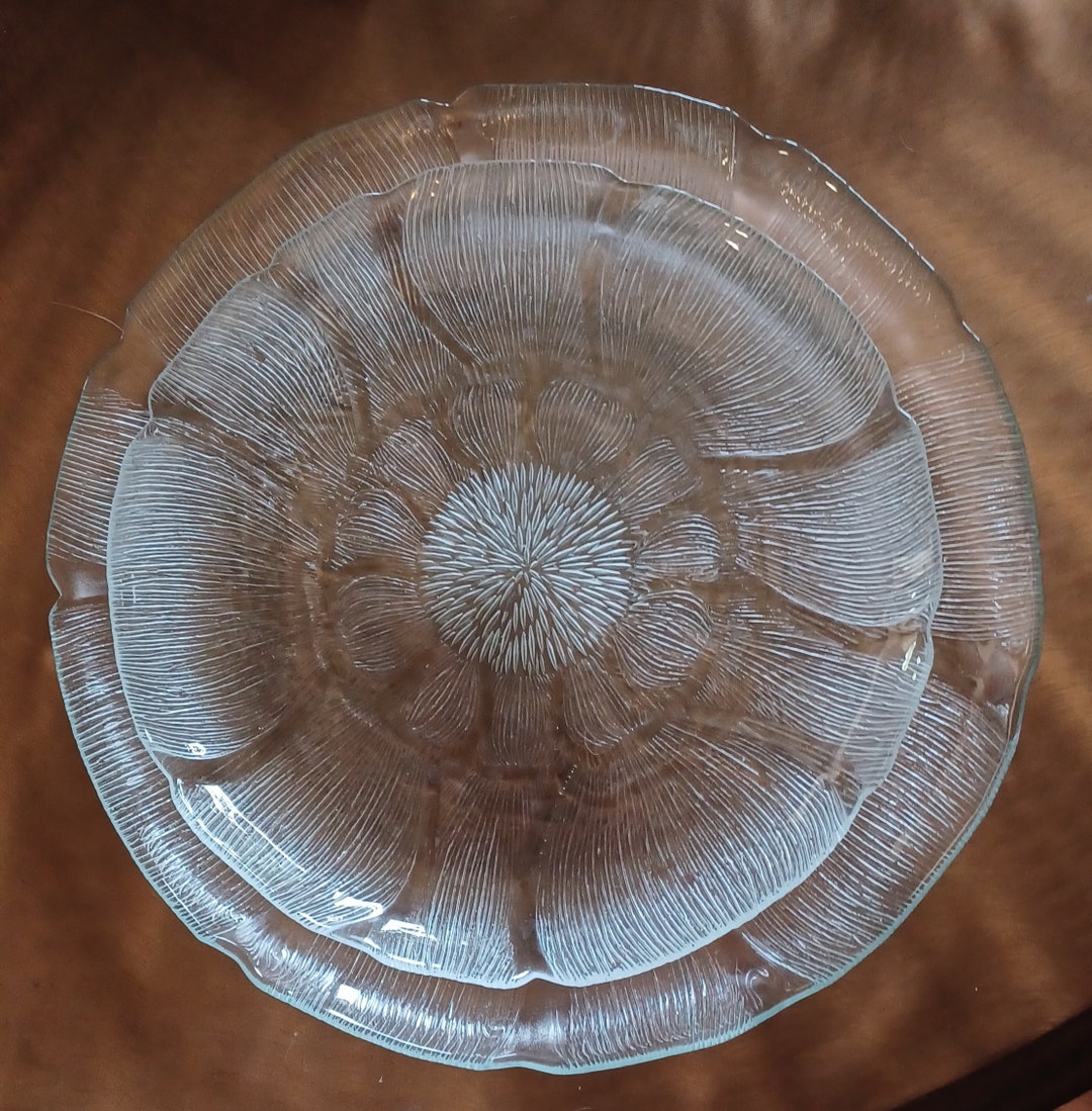 2 Arcoroc Fleur Vintage Glass Serving Platters Torte Plate 13 Inch ...