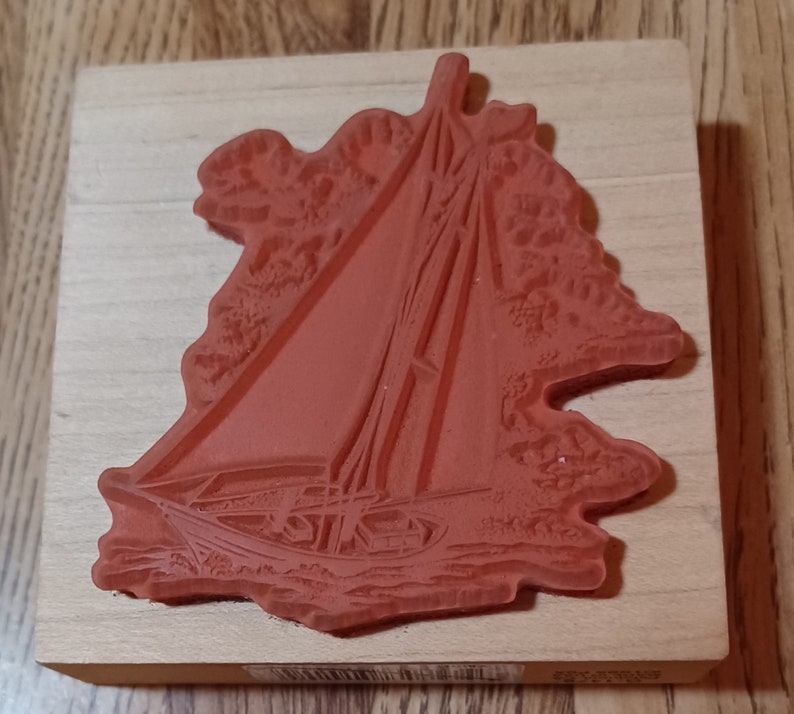PSX Yacht Sailboat Boating Wood Mounted Rubber Stamp G-1475 Vintage ...