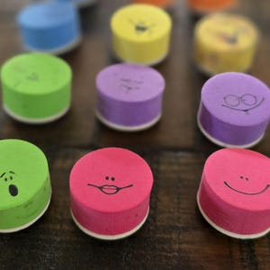 Twelve Emoji Emotions Emoticon Vintage Foam Mounted Stamps Lot Faces ...