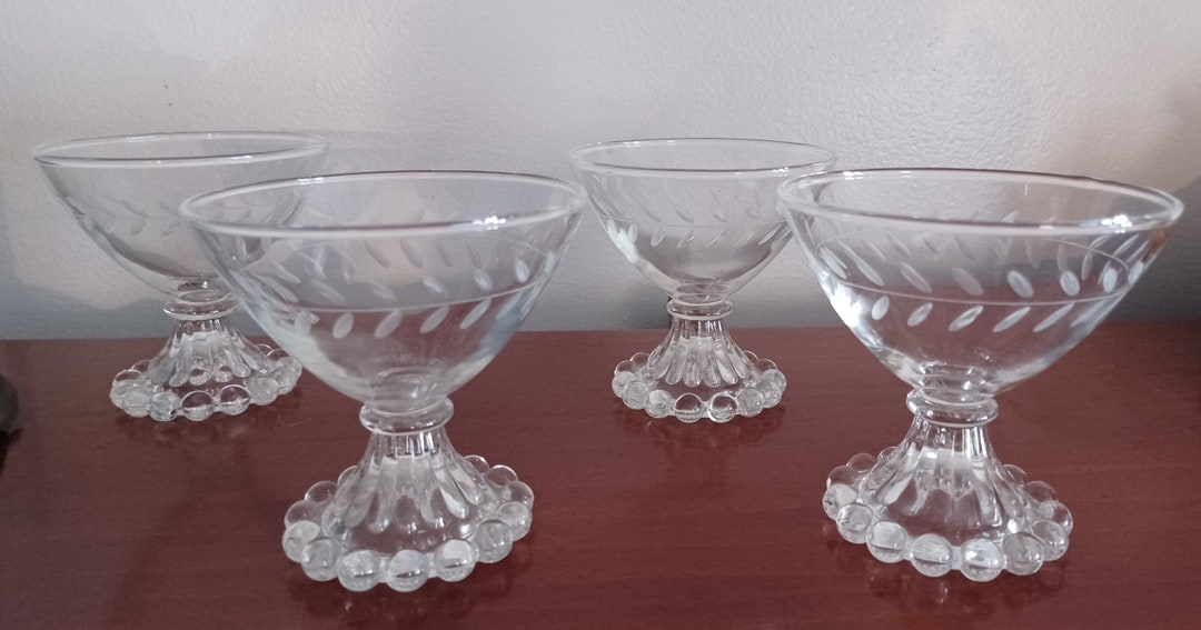 4 Anchor Hocking Laurel Champagne Sherbet Vintage Pressed Glass - Etsy