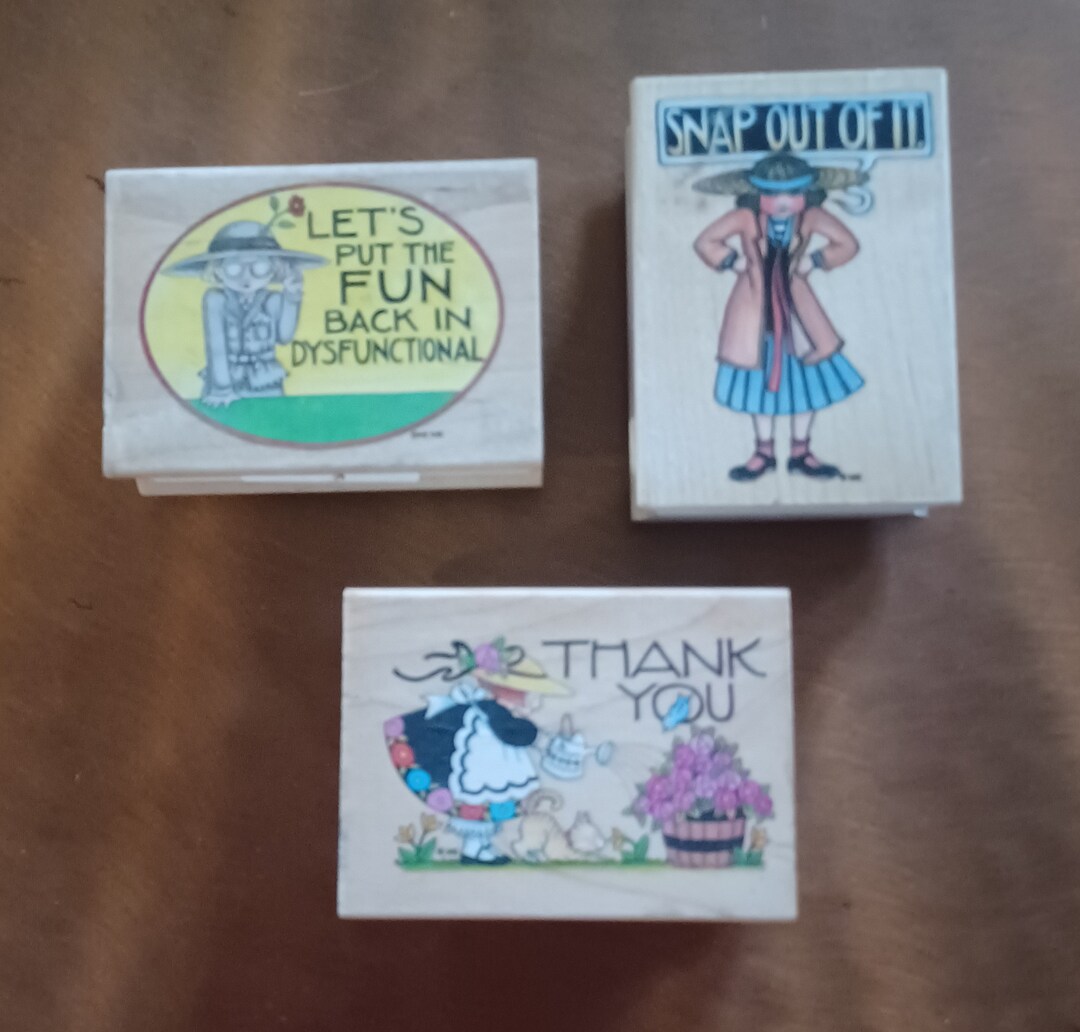 Mary Engelbreit Lot of 3 Vintage Wood Mounted Rubber Stamps by All ...
