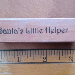 Santa's Little Helper Text Quote Sayings Vintage Wood Mounted Rubber ...