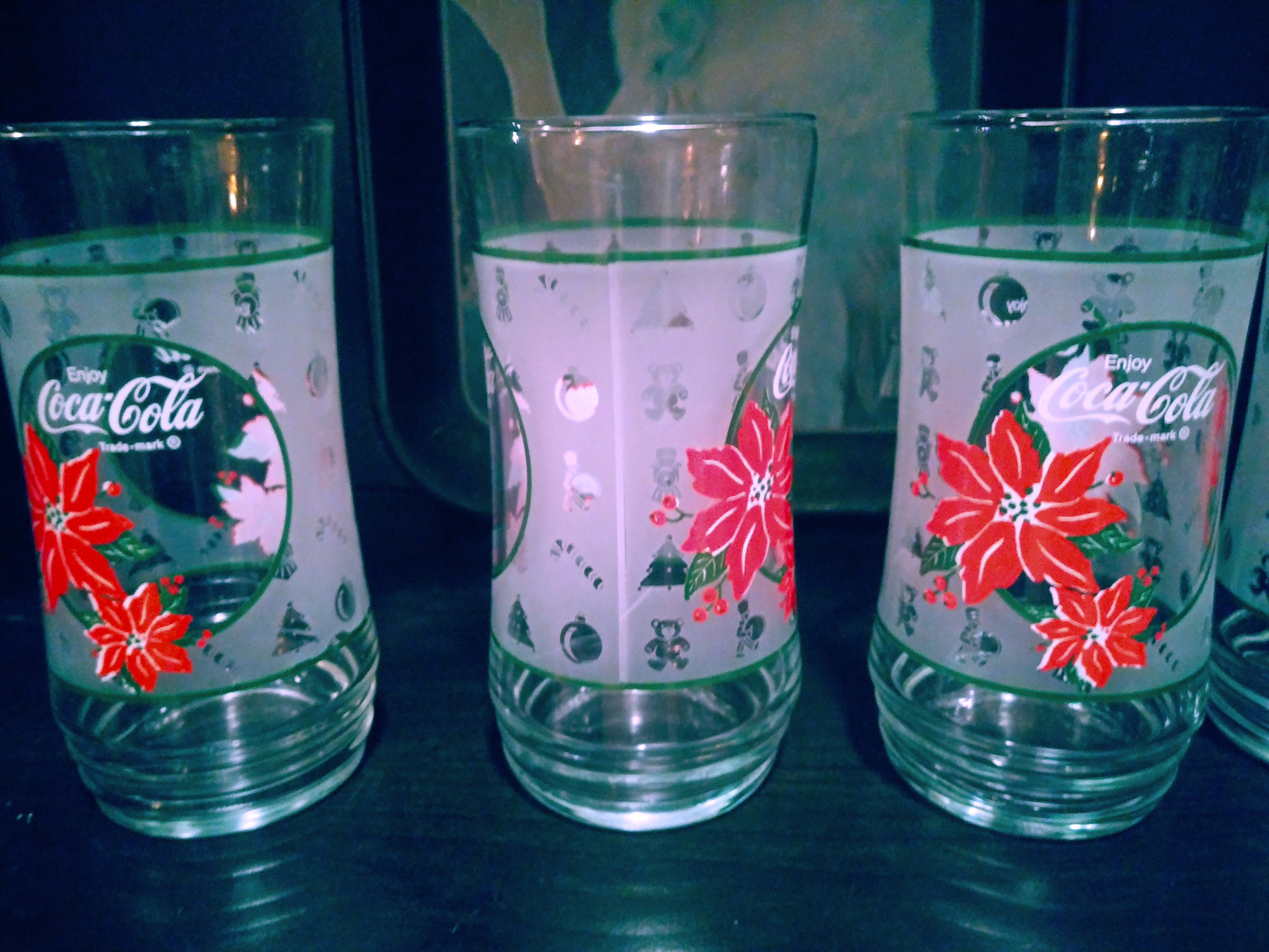 Coca Cola Vintage Christmas Glasses Arby's Poinsettia - Etsy