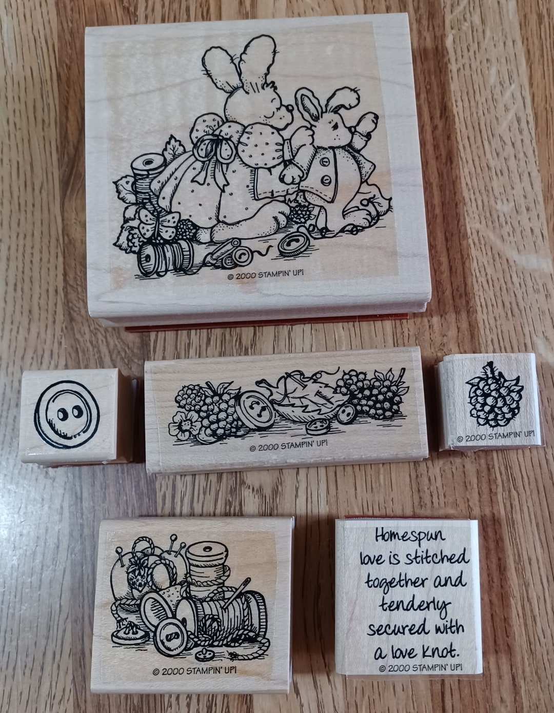 Buttoned With Love New Set 6 Wood Mounted Rubber Stamps by Stampin' up ...