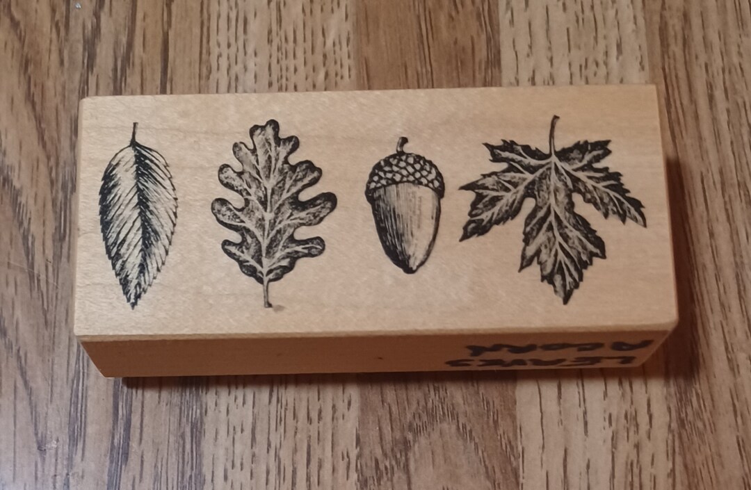 PSX Leaf & Acorn Maple Wood Mounted Rubber Stamp F-1542 1999 Rare HTF ...