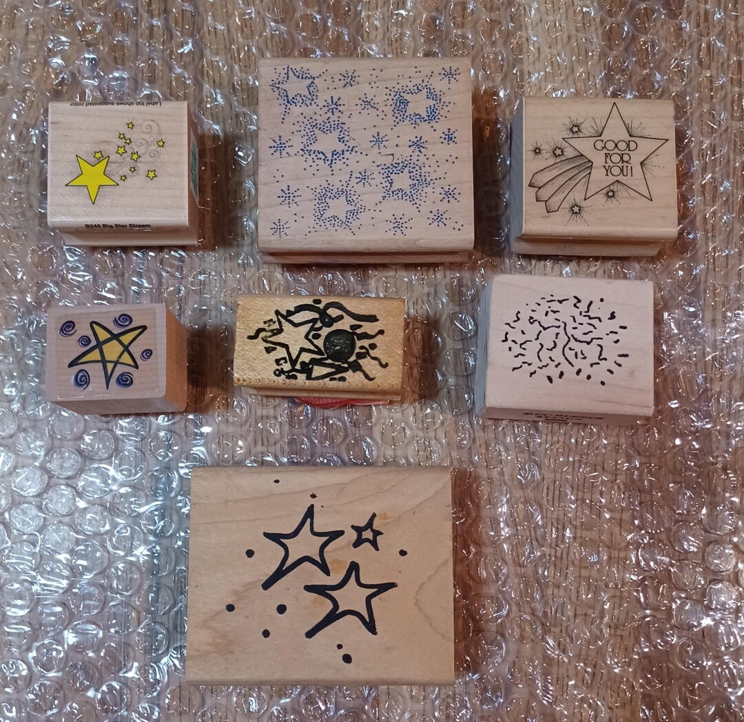 Stars 7 Vintage Wood Mounted Rubber Stamps by Hero Arts Rubber Stampede ...