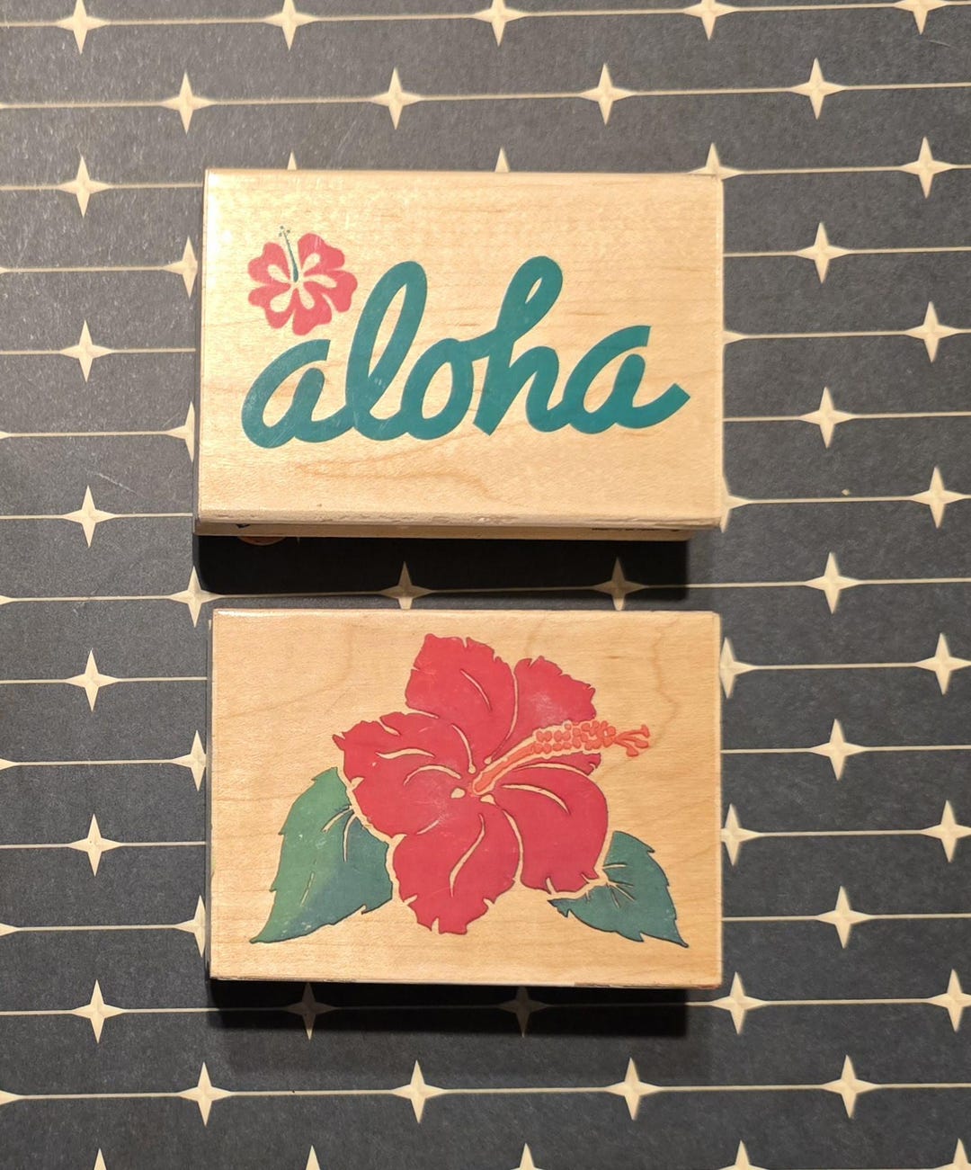 Aloha Hibiscus Hawaii Wood Mounted Rubber Stamps Lot Vintage Stampede ...