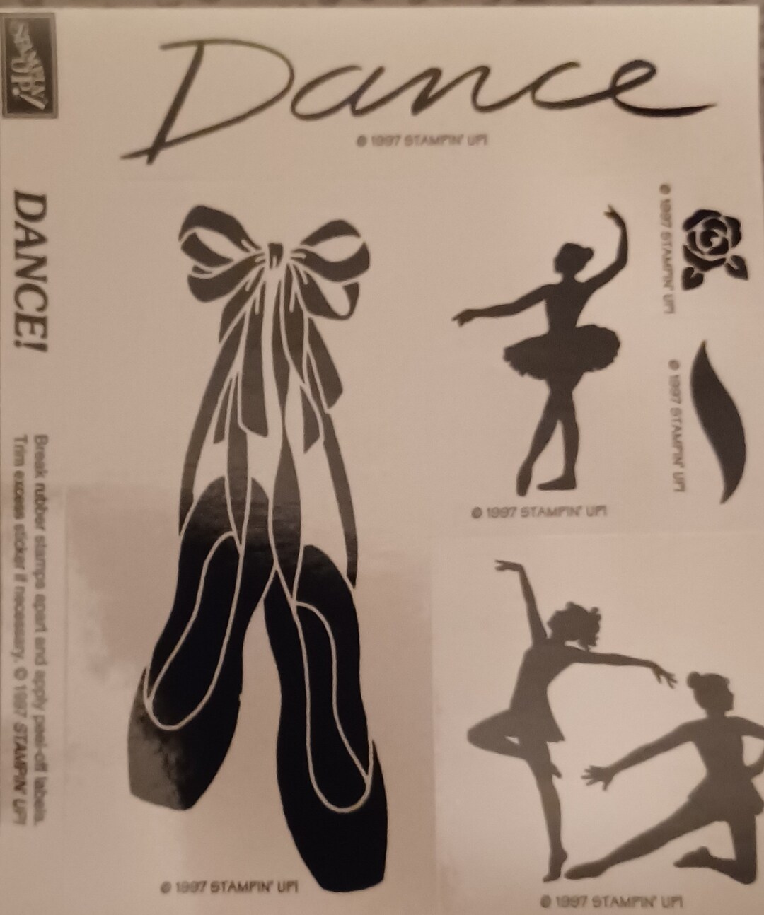 Dance New Set of 6 Wood Mounted Rubber Stamps by Stampin' up 1992 ...