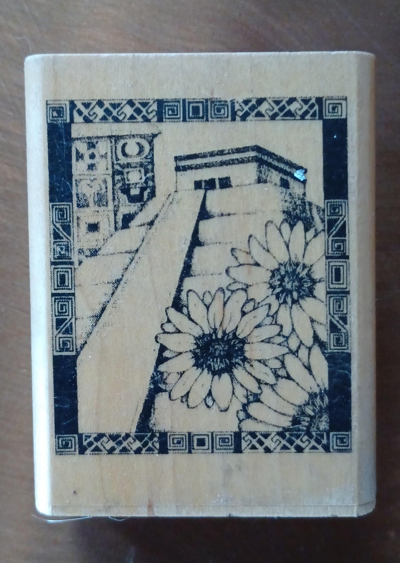 Aztec Mayan Temple Vintage Wood Mounted Rubber Stamp by Inkadinkado ...