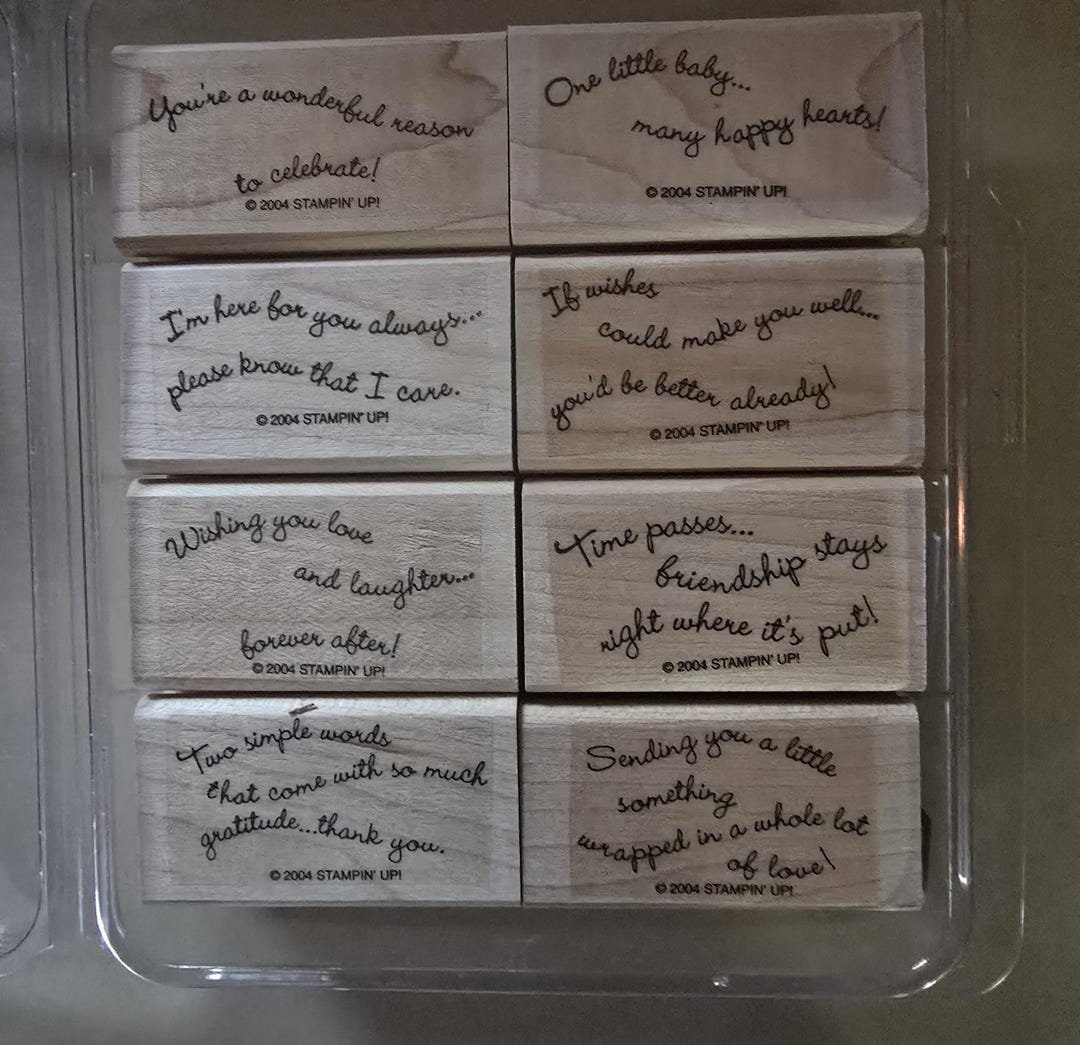 Curvy Verses Set of 8 Quotes Phrases & Sayings Wood Mounted Rubber ...