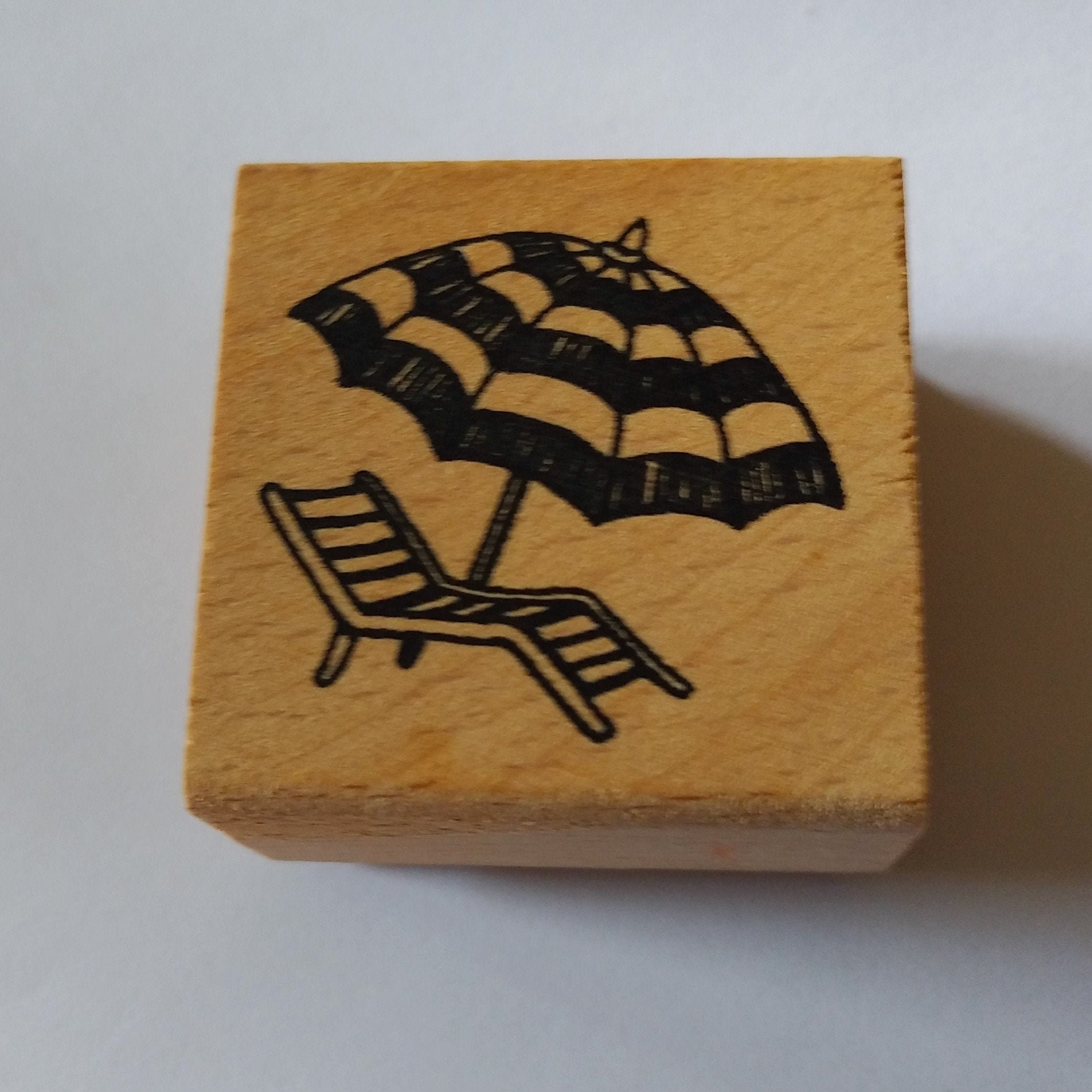 Beach Chair Wood Mounted Rubber Stamp Rare Craft Pool Summer Fun Swim ...