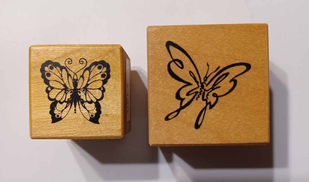 2 Butterfly Detailed PSX Wood Mounted Rubber Stamps Small Rare Vintage ...