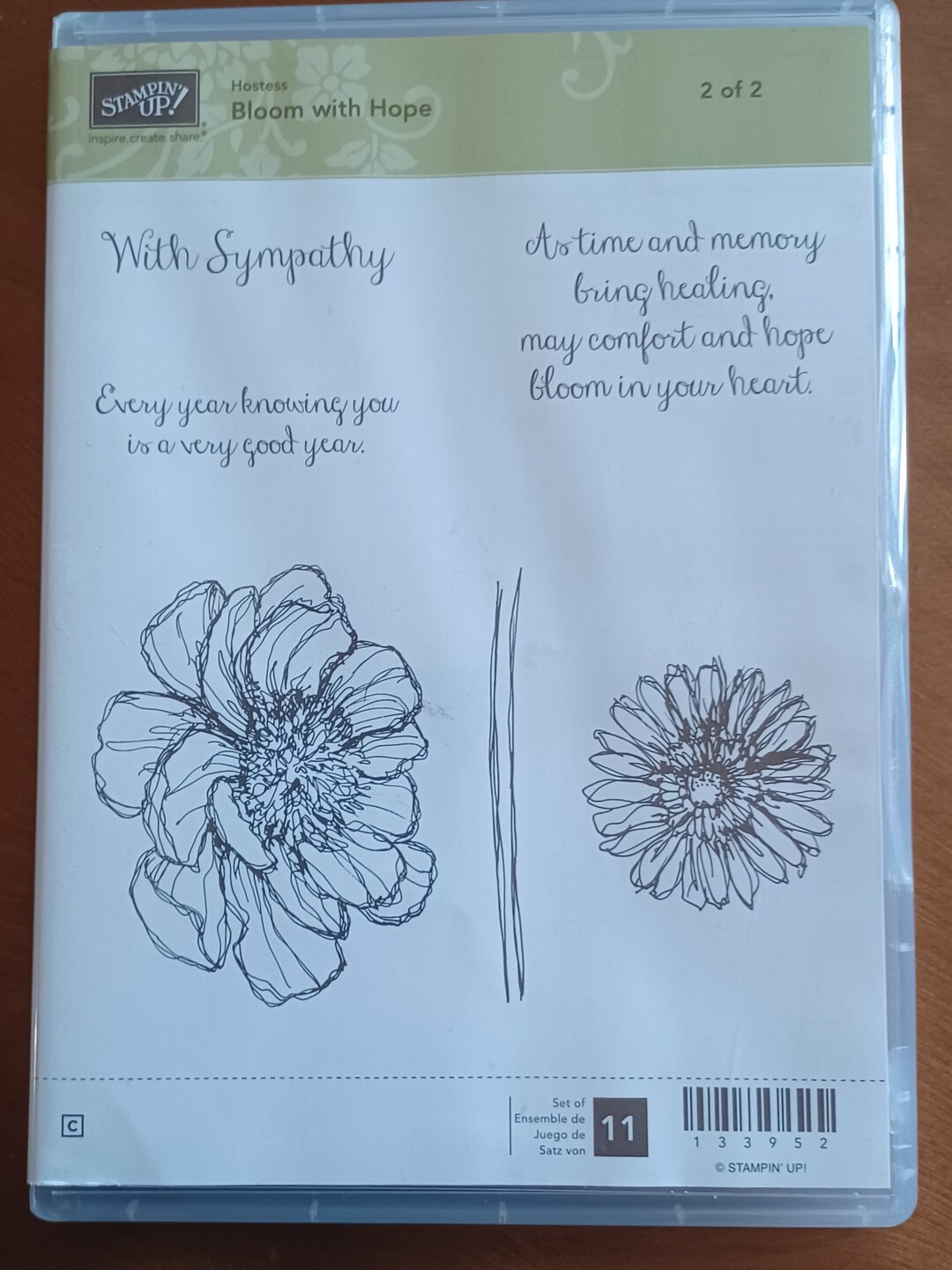 Blooms With Hope Hostess Set 1 of 2 Five Unmounted Rubber Cling Stamps ...