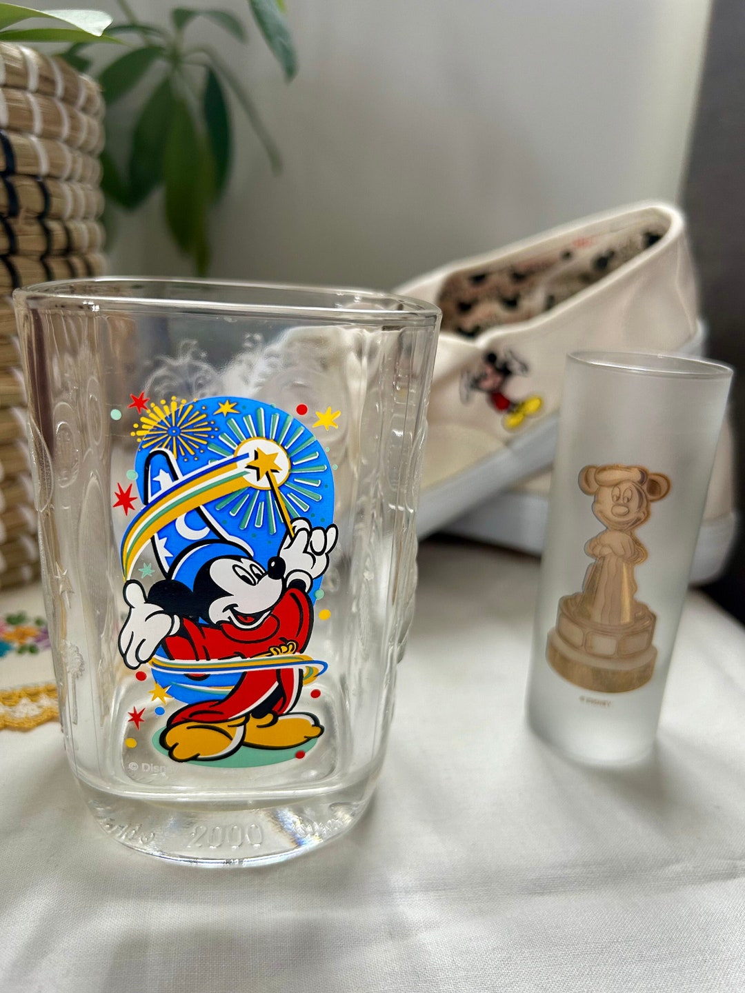 2000 Mickey Mouse Walt Disney Epcot Embossed Square Drinking Glass - Etsy