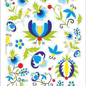Polish Floral Folk Art Stickers on Transparent Background - Etsy UK