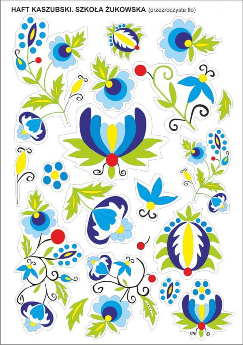 Polish Floral Folk Art Stickers on Transparent Background - Etsy UK