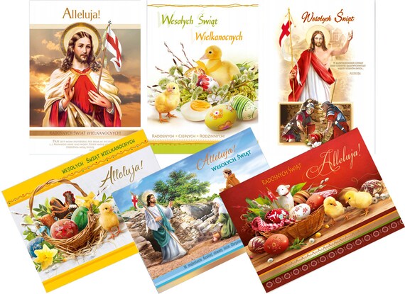 Mixed Polish Easter Greeting Cards With Glitter Set of 6 - Etsy