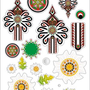 Polish Floral Folk Art Stickers on Transparent Background - Etsy