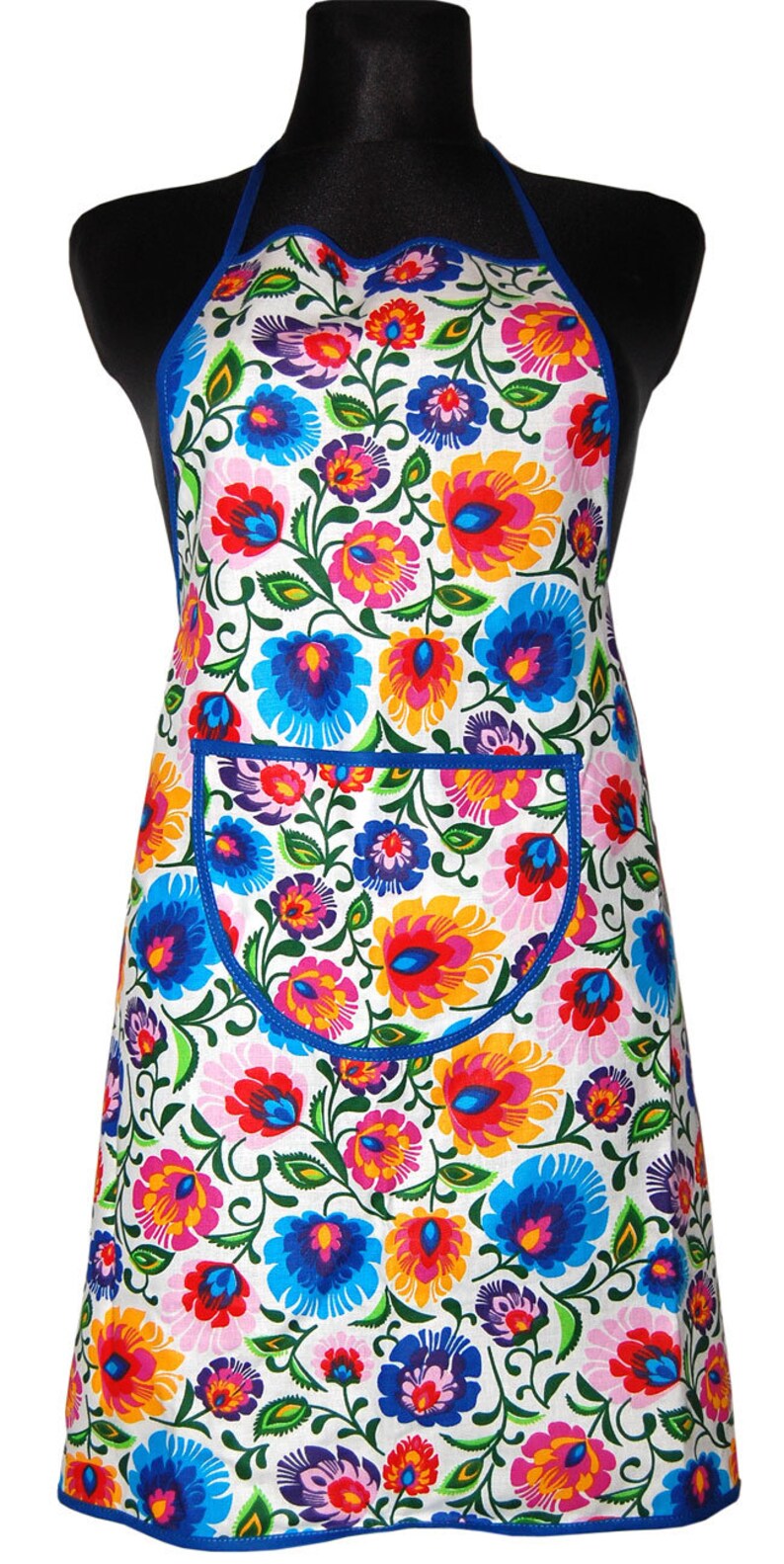 Polish Folk Art Lowicz Flowers Kitchen Apron | Etsy