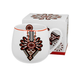 Polish Folk Art Porcelain Barrel Mug, 430ml (lowicz Owl or Goral ...