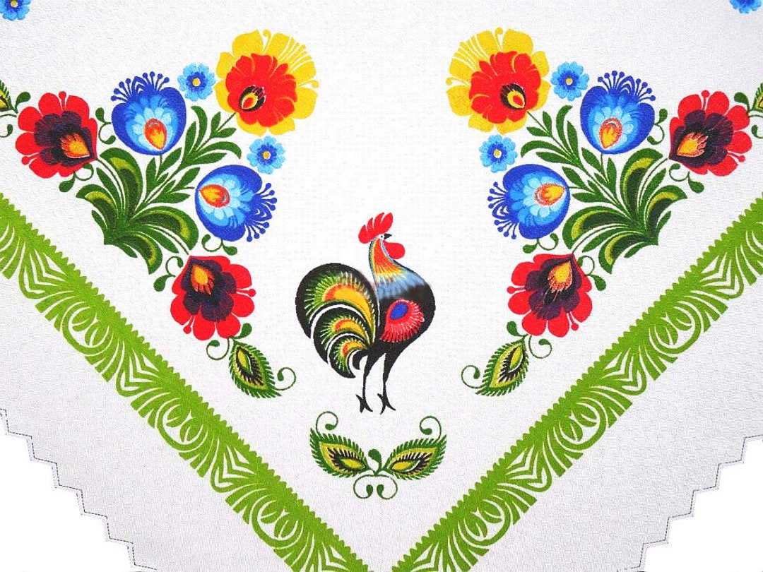 Polish Traditional Rooster Folk Art Table Linen Topper (square or ...