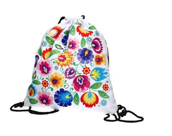 Polish Folk Art Floral Sport Duffel Bag, Lowicz Black or White - Etsy