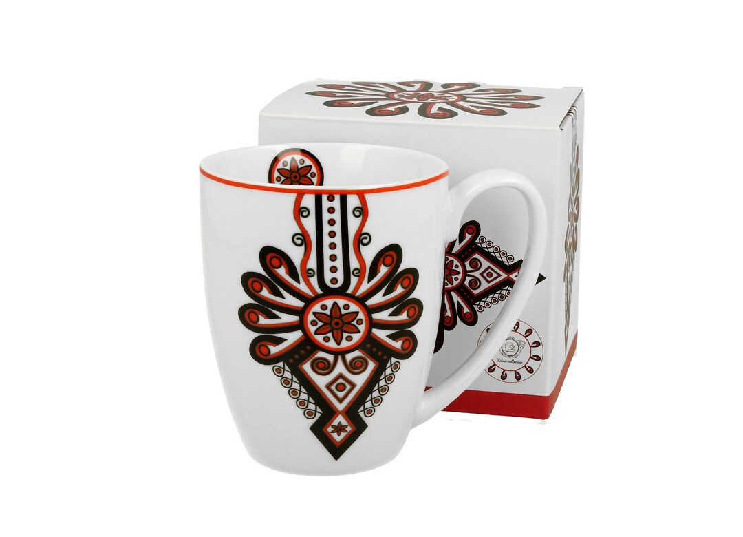 Polish Folk Art Porcelain Bullet Mug, 380ml (lowicz Owl or Goral ...