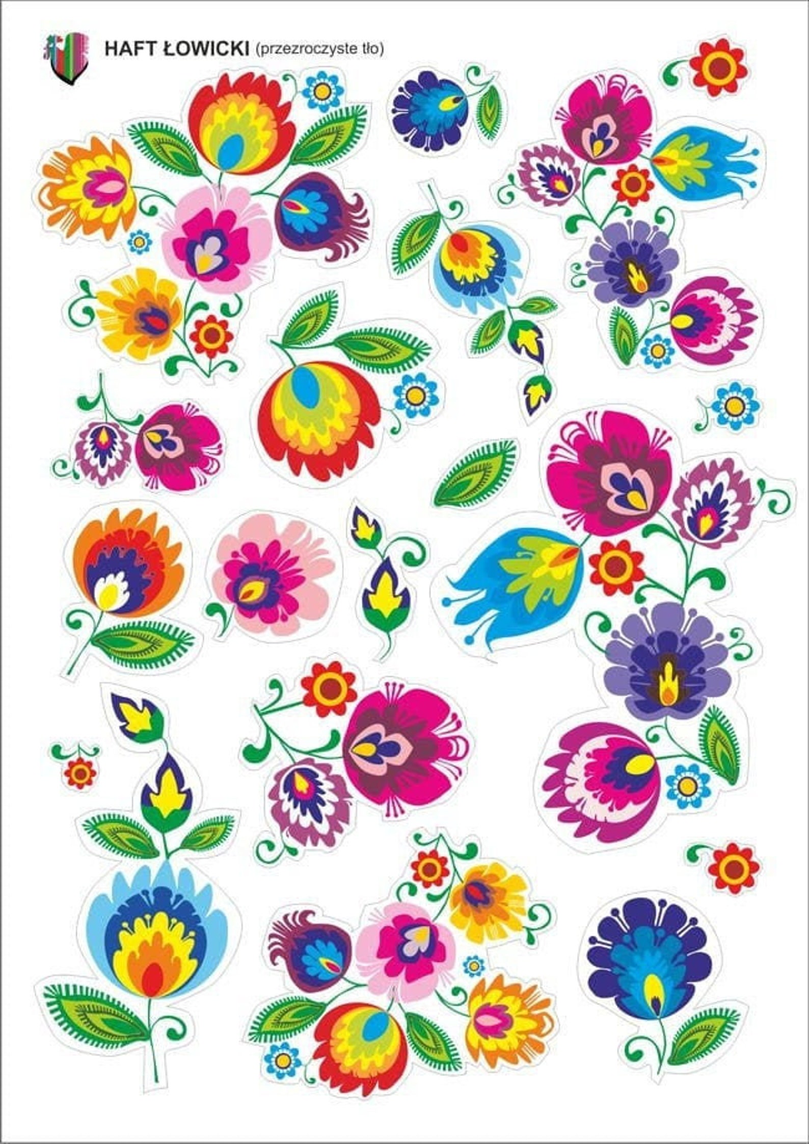 Polish Floral Folk Art Stickers on Transparent Background - Etsy