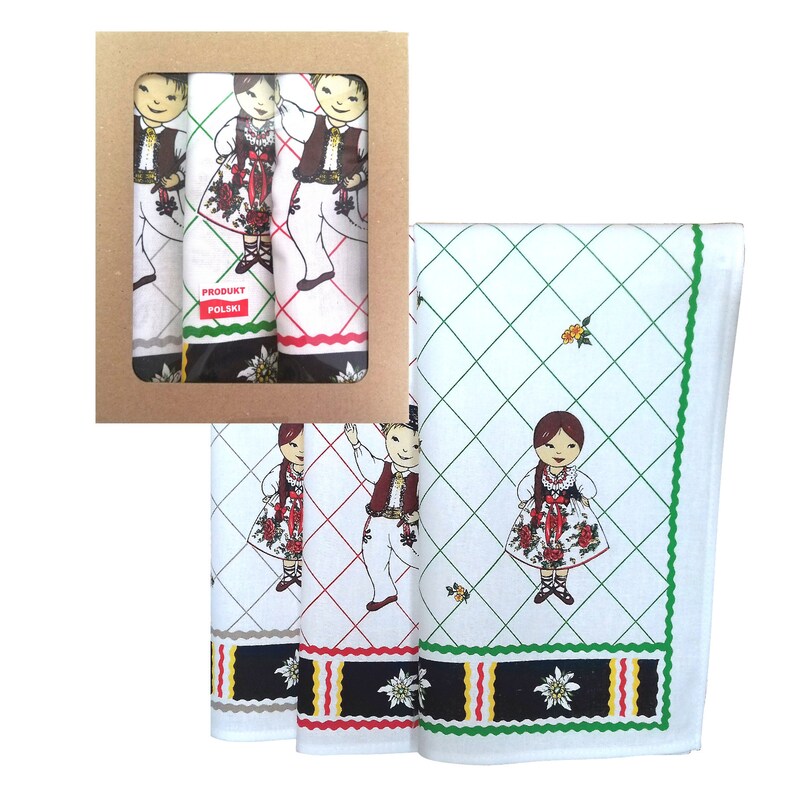 Polish Folk Art Set of 3 Kitchen Towels in Box - Etsy