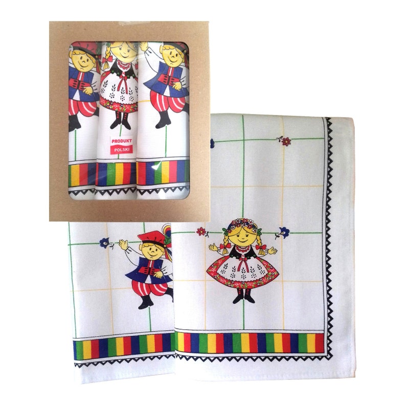 Polish Folk Art Set of 3 Kitchen Towels in Box - Etsy