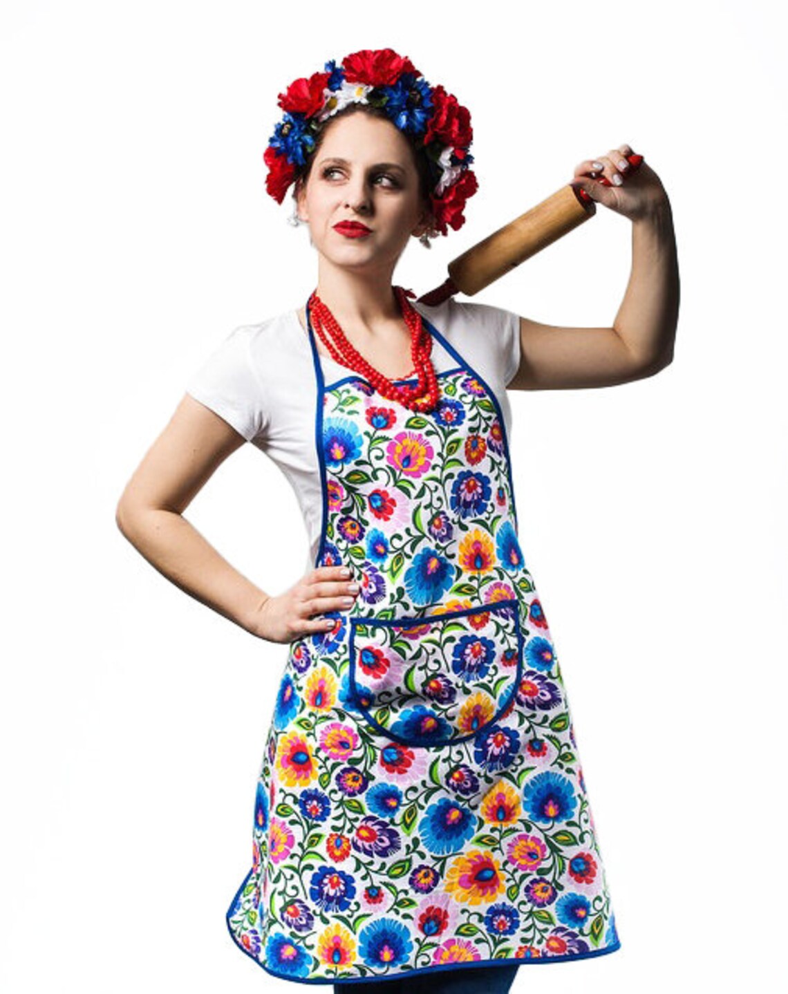 Polish Folk Art Lowicz Flowers Kitchen Apron - Etsy