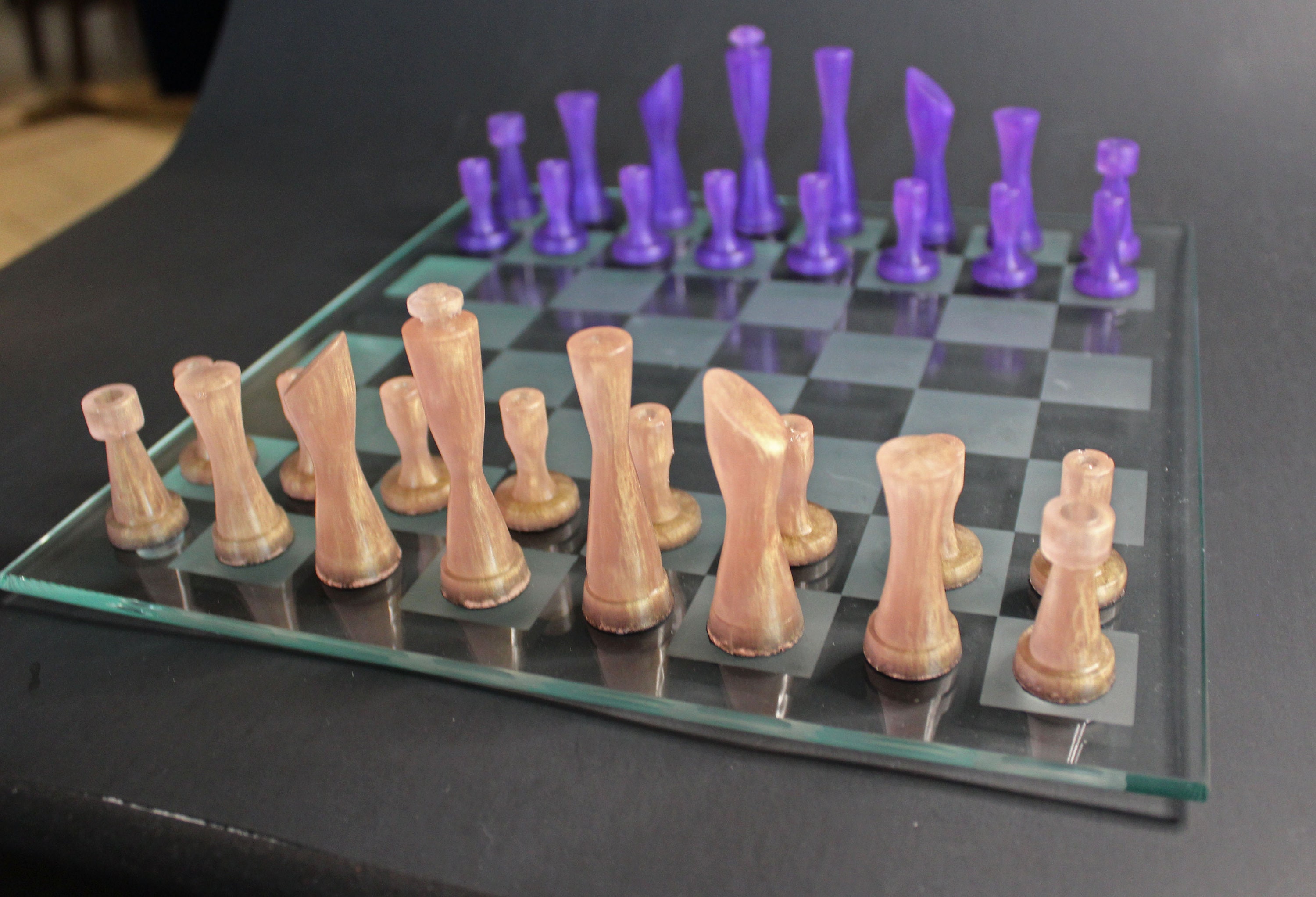 Resin Cast Chess Set & Glass Board - Etsy