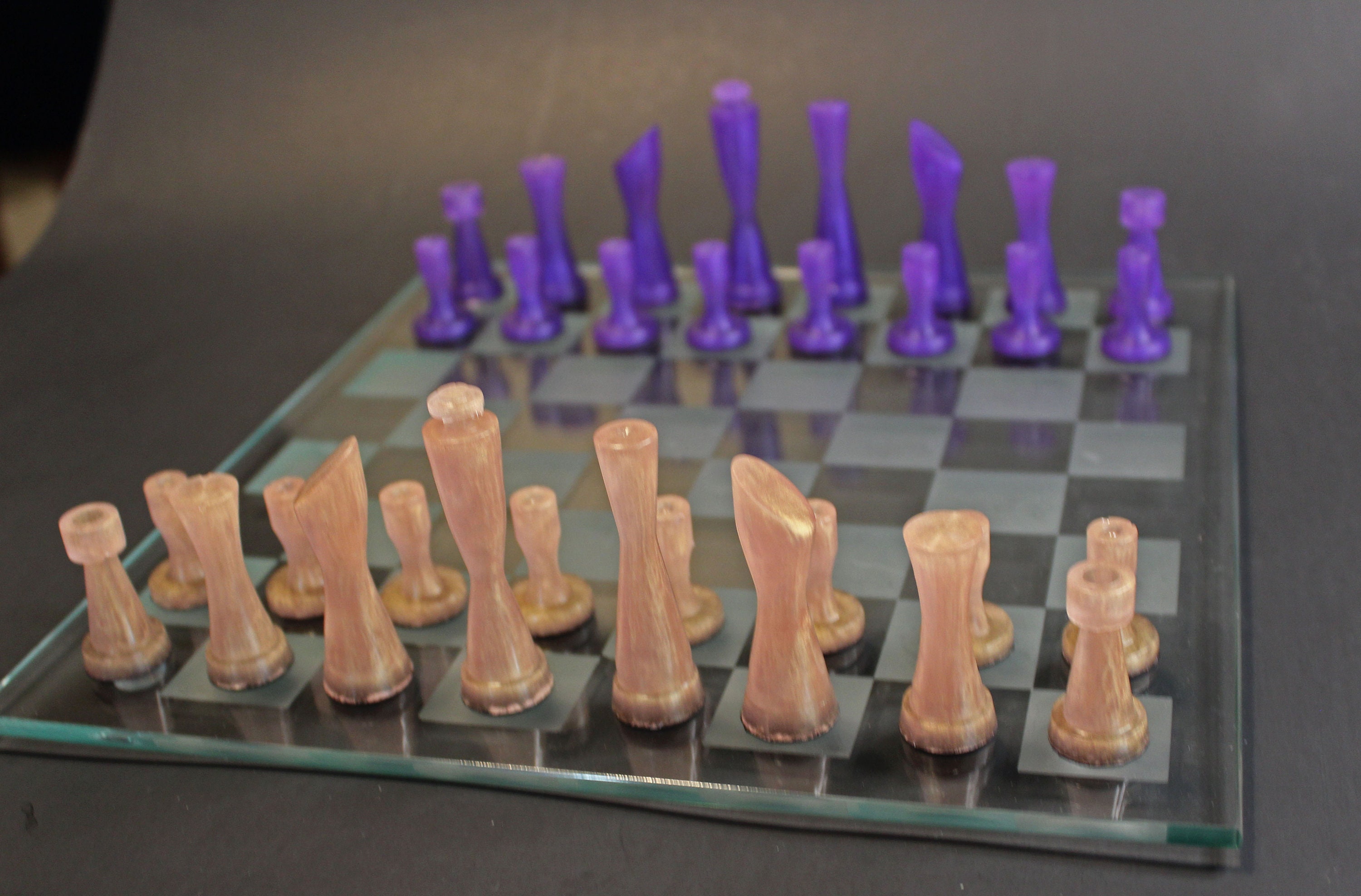Resin Cast Chess Set & Glass Board - Etsy